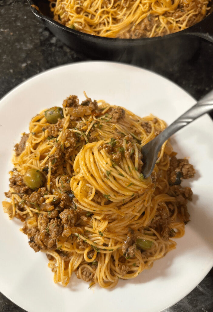 Angel Hair Pasta with Ground Beef - RecipeLibrary.net
